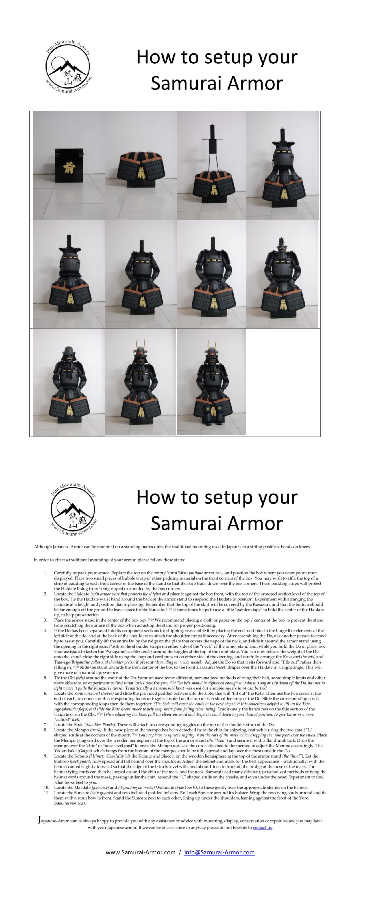 Frequently Asked Questions for Samurai Armor by Iron Mountain Armory