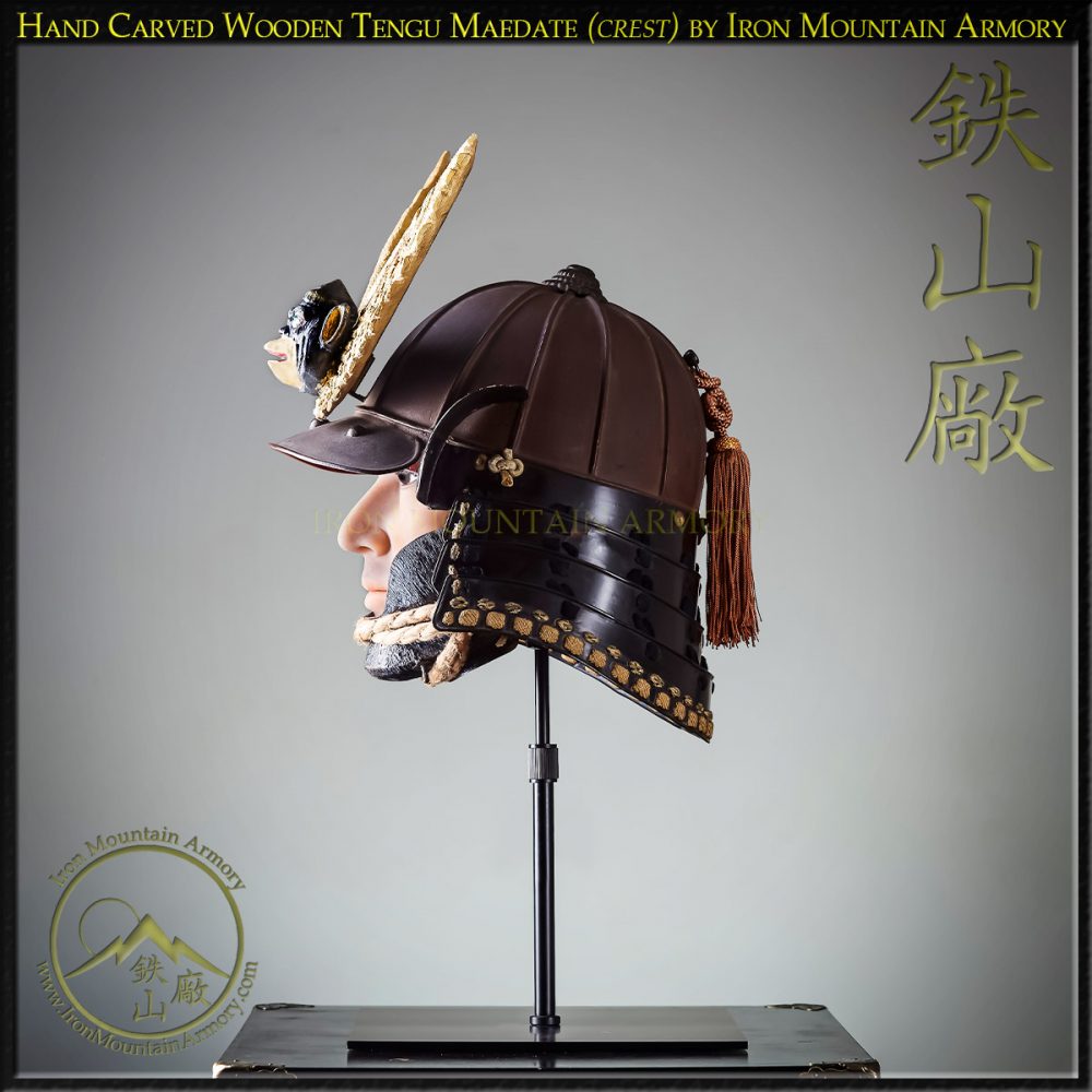Wooden Tengu Samurai Maedate: Traditionally Hand Carved Crest